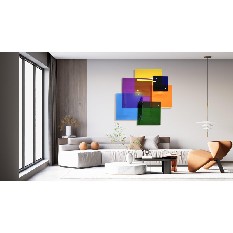 UniQstiQ Oversized Multicolor Squares Wall Art - Transparent Acrylic | Wayfair